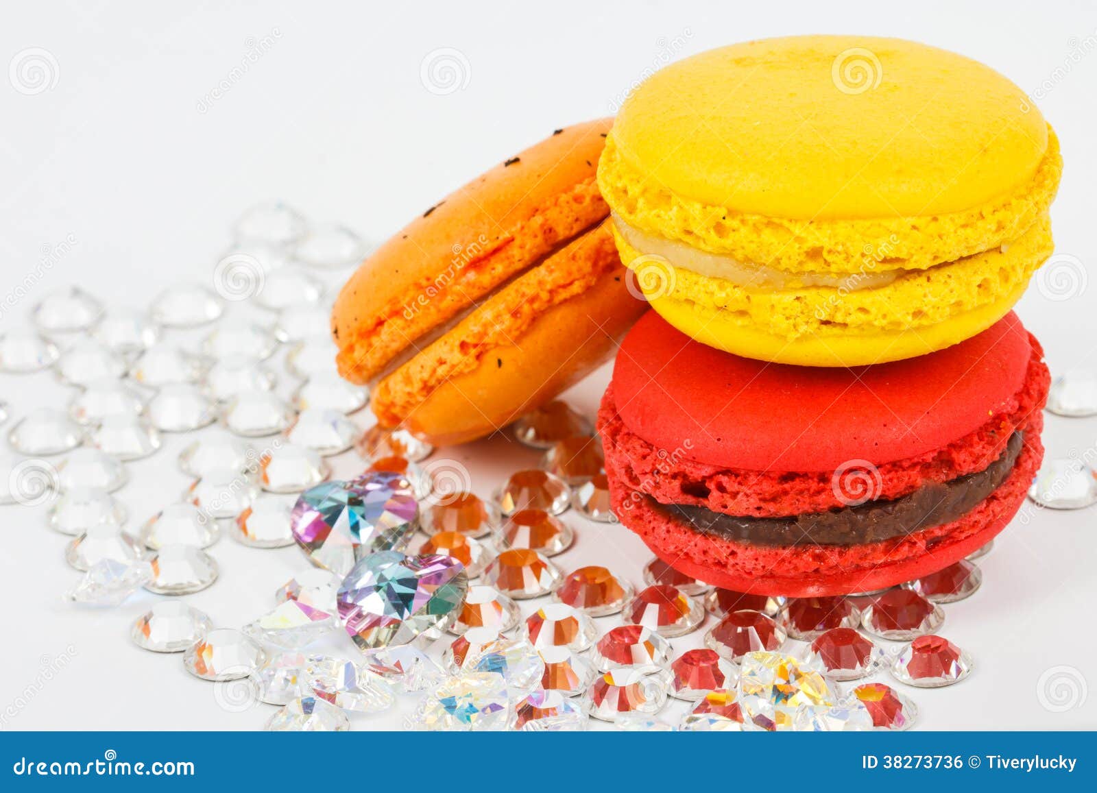 Red macaroon on crystals stock photo. Image of gloss - 38273736