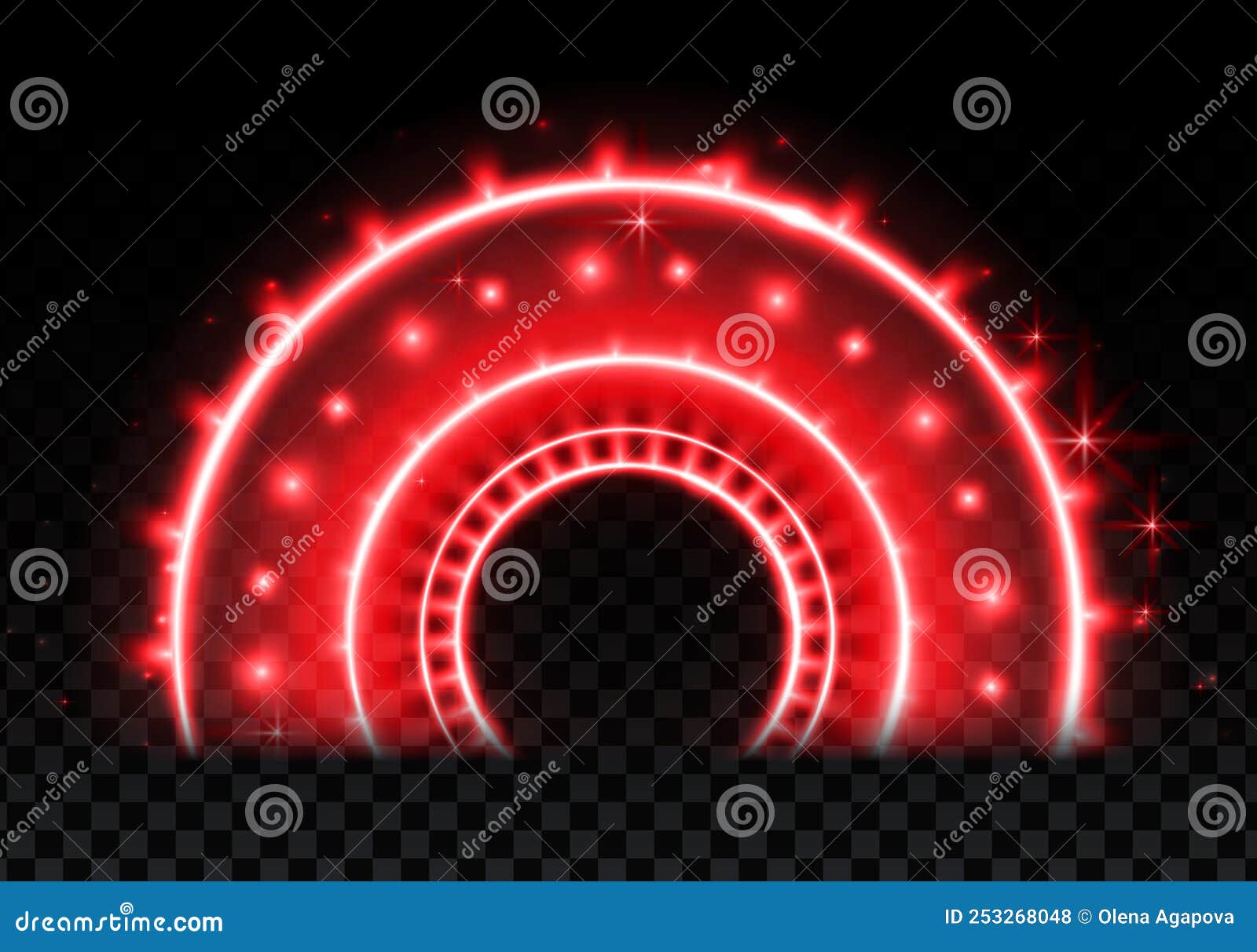 Red Magic Arc. Abstract Magic Light Effect. Luminous Neon Arch Lines ...