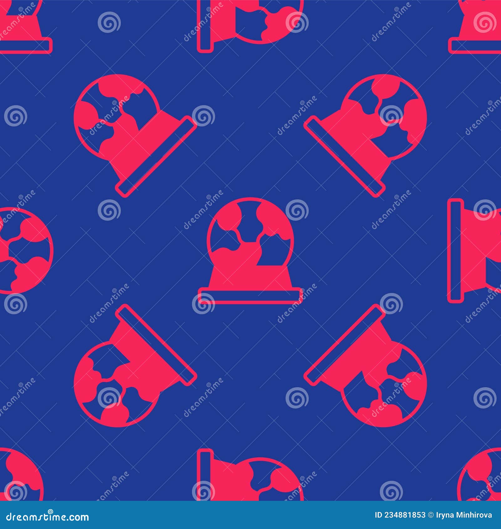 Red Magic Ball Icon Isolated Seamless Pattern on Blue Background ...