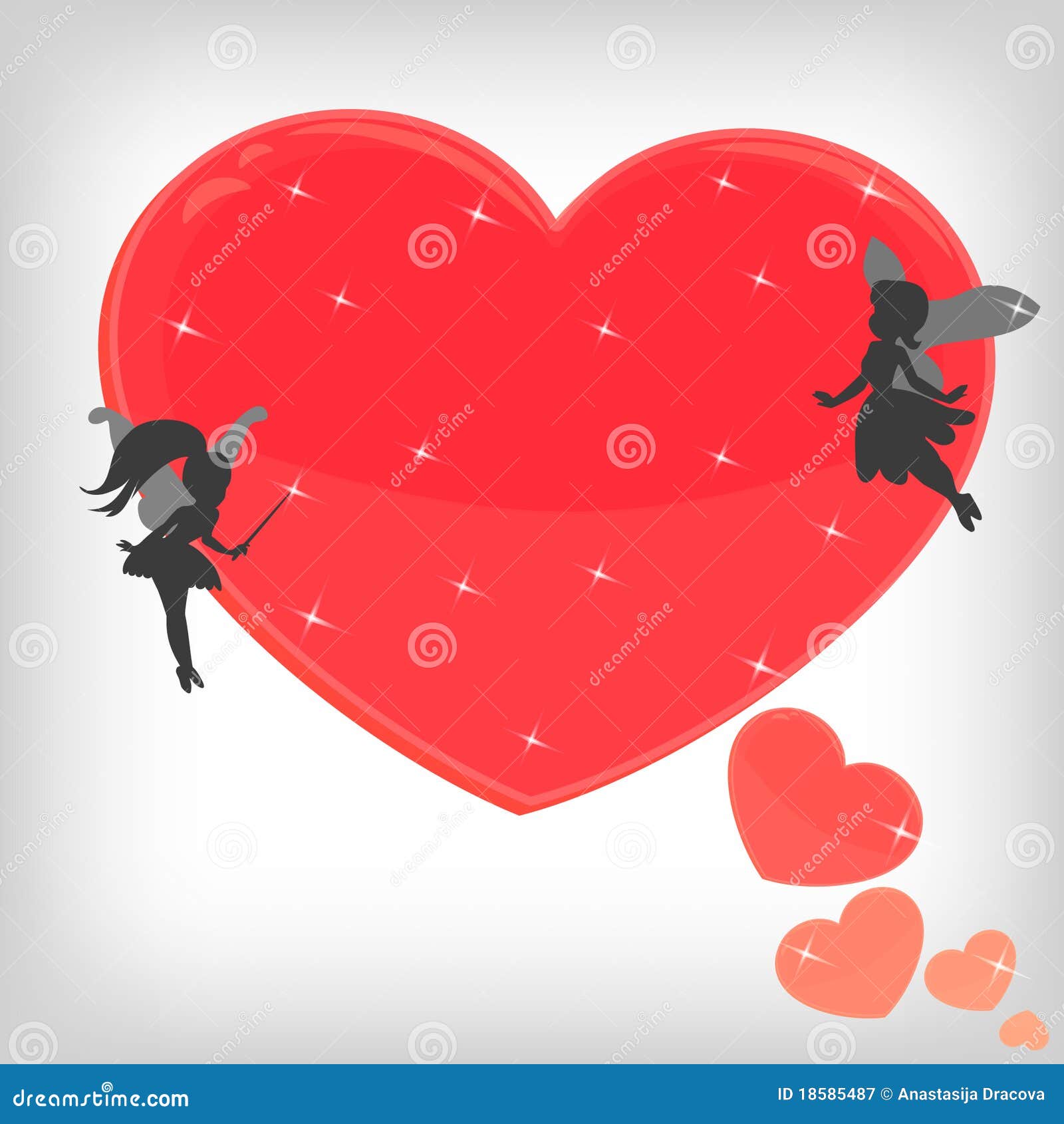 Red Magic Heart with Little Fairies Stock Vector - Illustration of ...