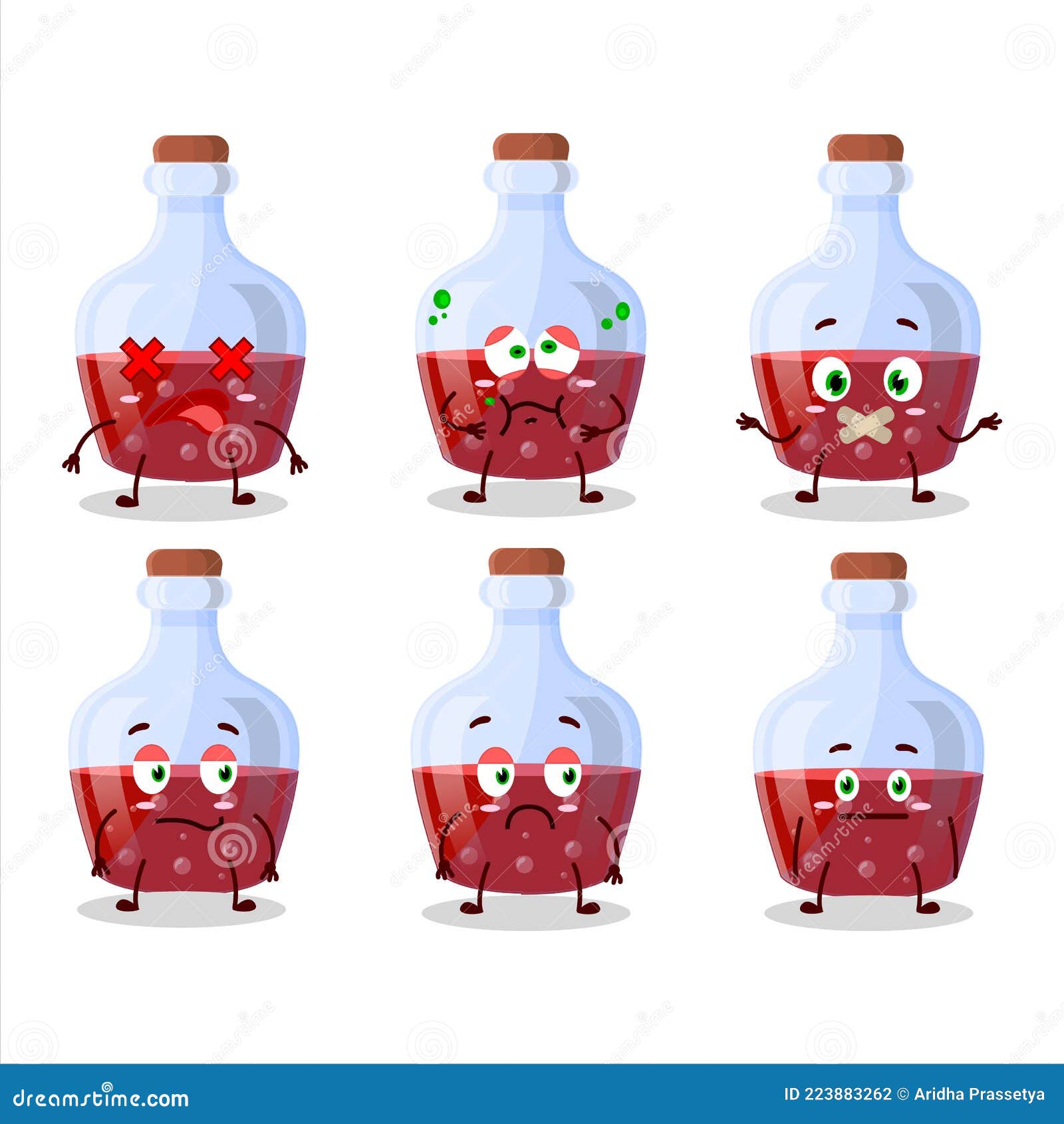 Red Magic Potion Cartoon Character with Nope Expression Stock Vector ...