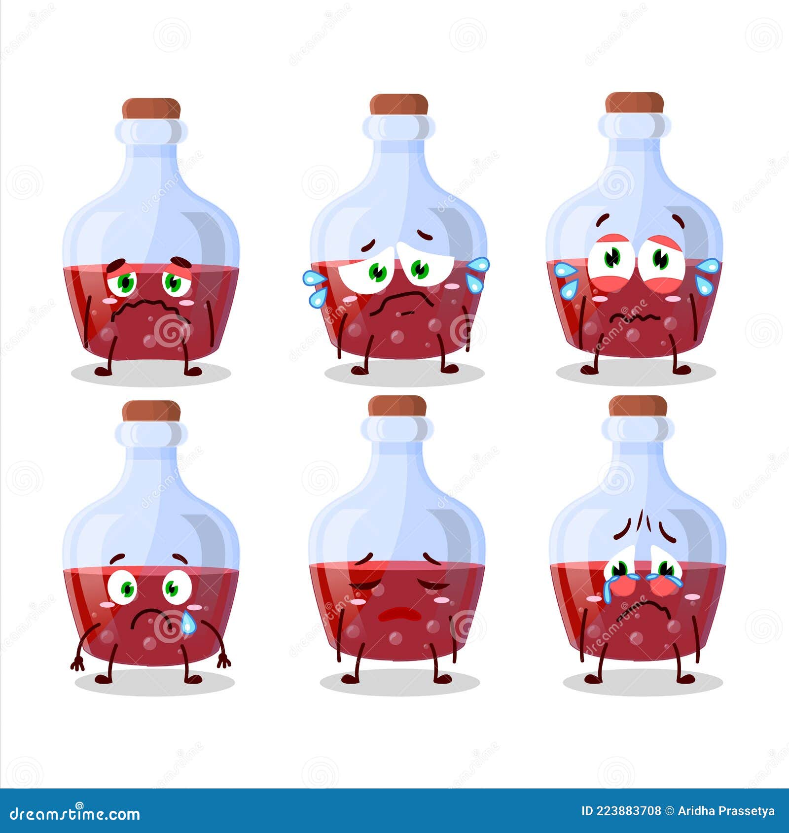 Red Magic Potion Cartoon Character with Sad Expression Stock ...