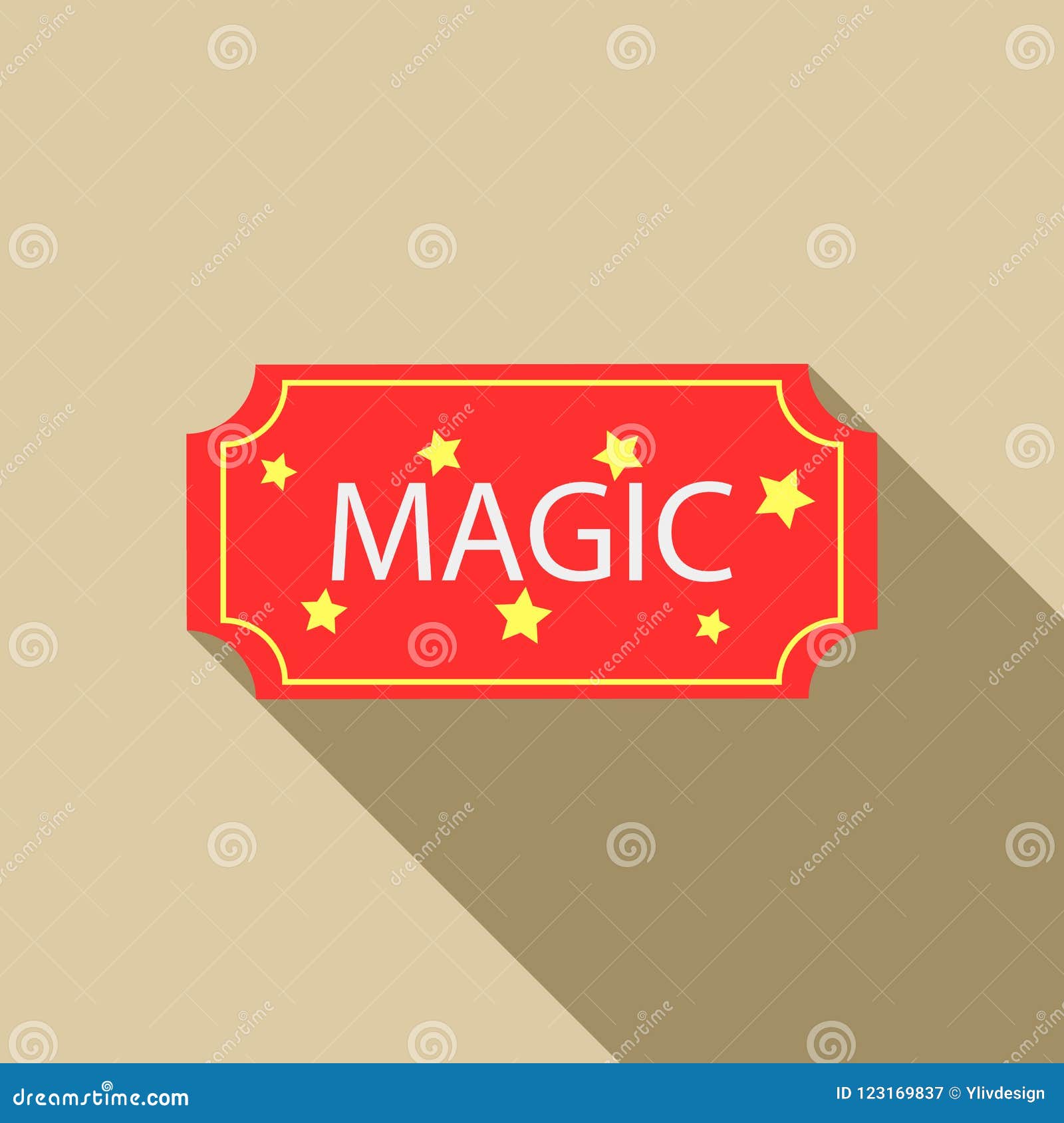 Red Magic Show Ticket Icon, Flat Style Stock Illustration ...