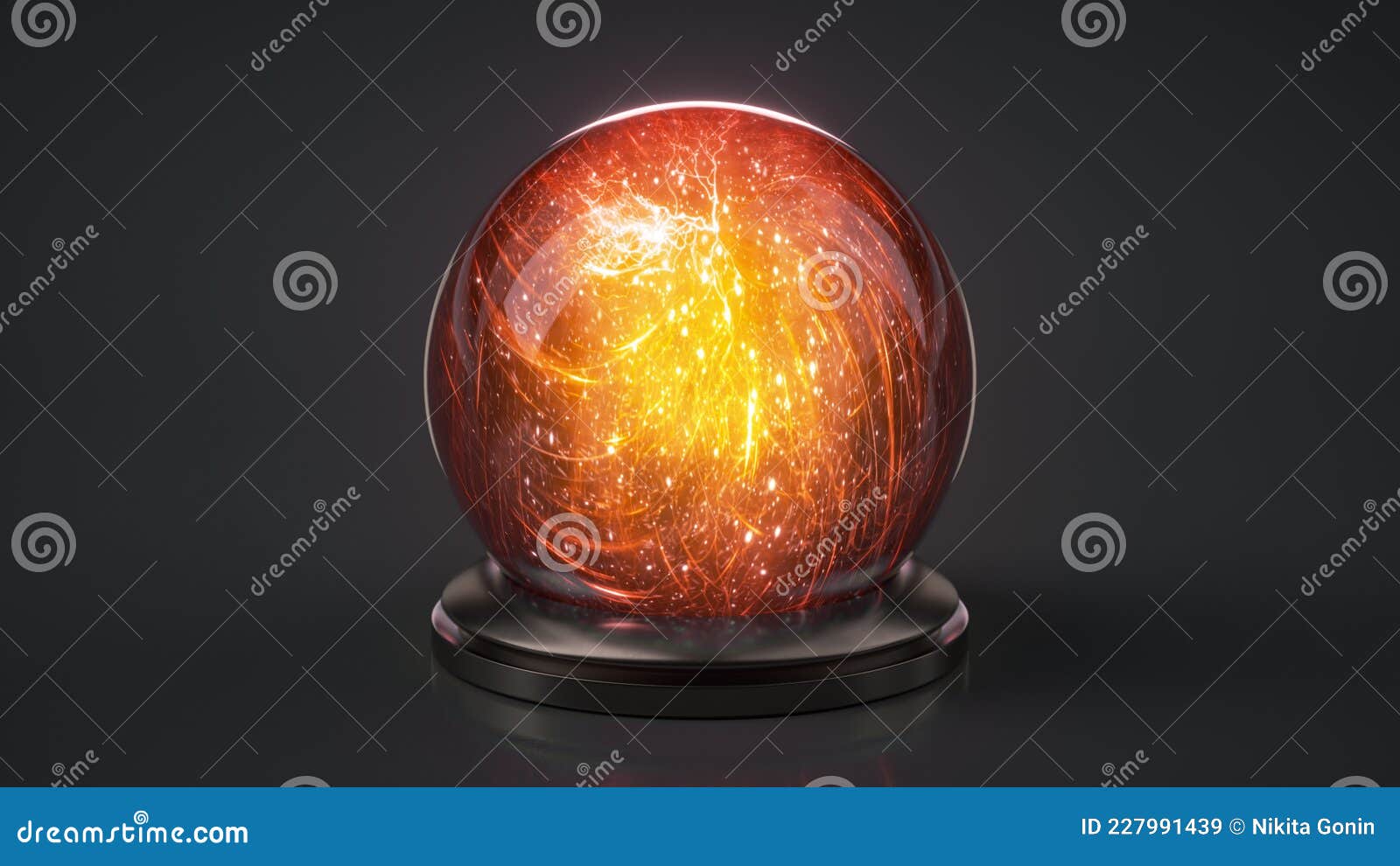 Red Magical Crystal Glass Ball 3D Render Stock Illustration ...
