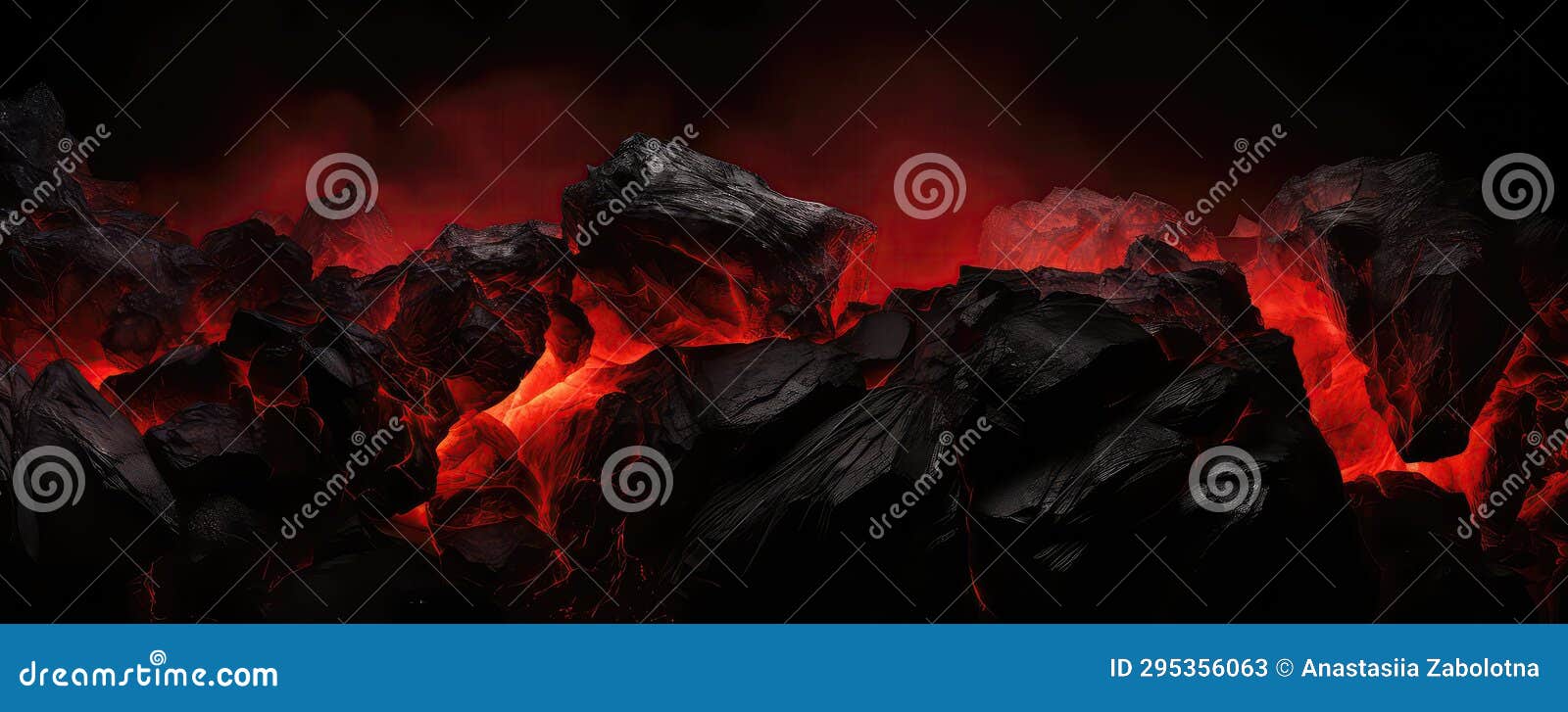 Red Magma Rocks Contrast Against Black Background Stock Illustration ...