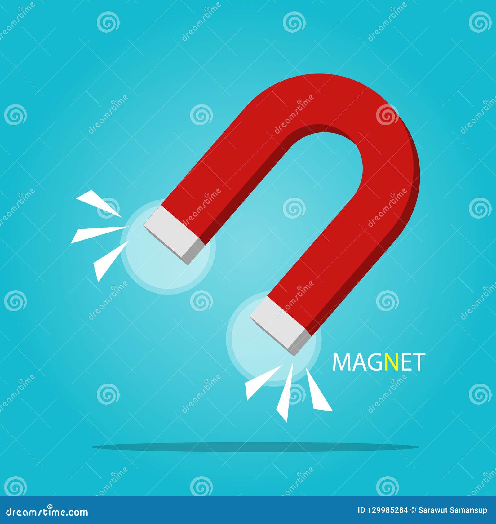 Red magnet flat vector stock vector. Illustration of attraction - 129985284