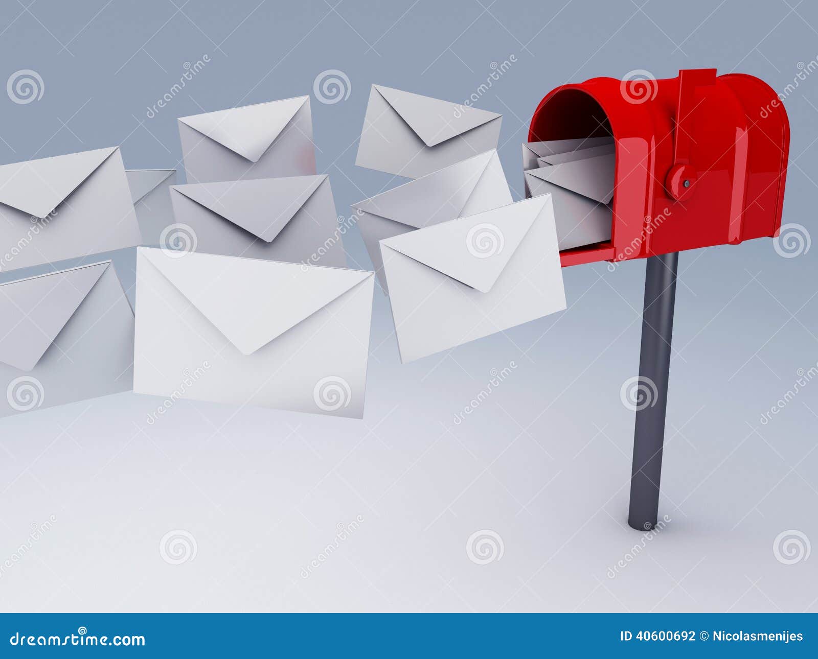 Red Mail Box with Heap of Letters Stock Illustration - Illustration of ...