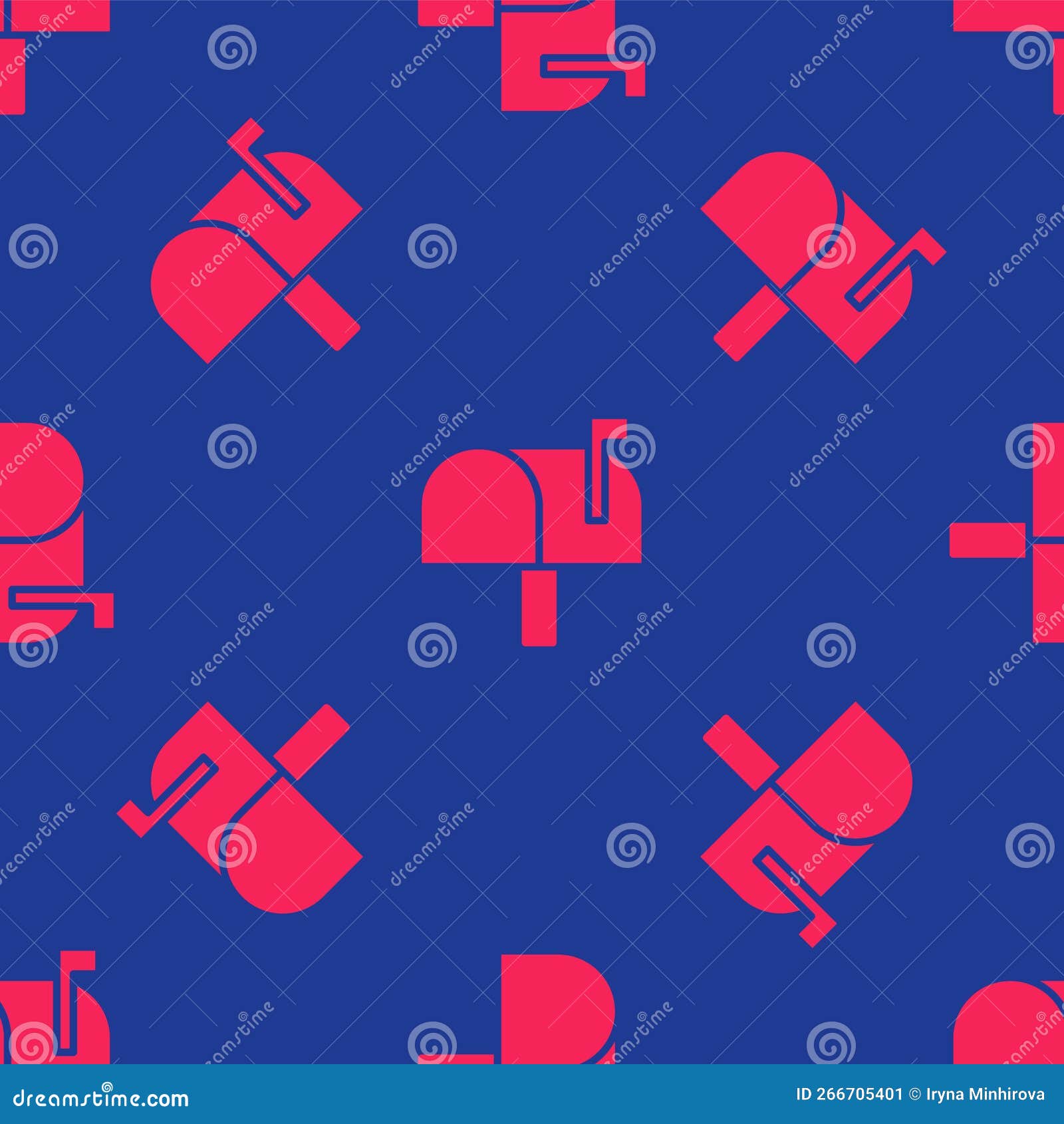 Red Mail Box Icon Isolated Seamless Pattern on Blue Background. Mailbox ...