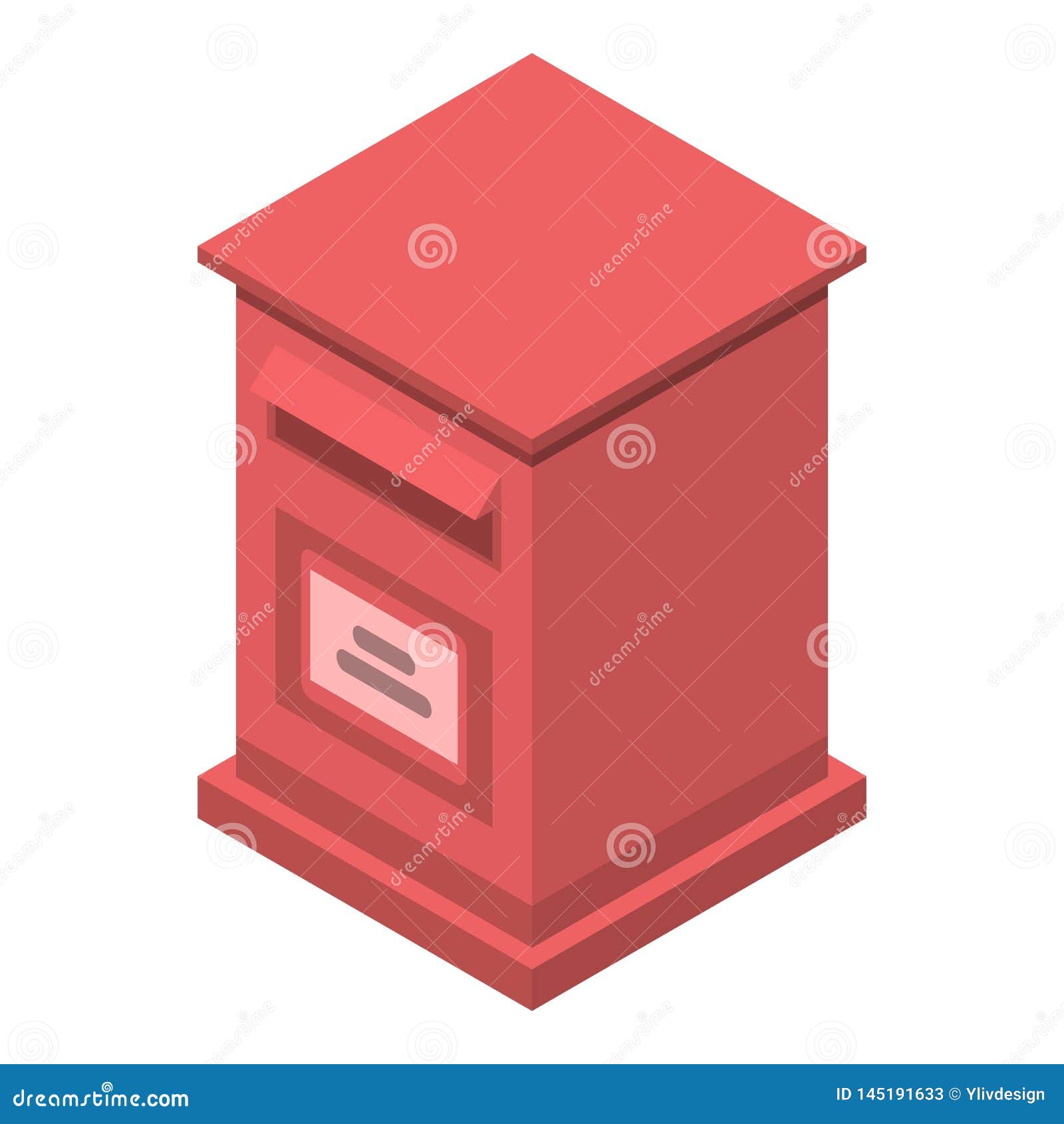 Red Mail Box Icon, Isometric Style Stock Vector - Illustration of color ...