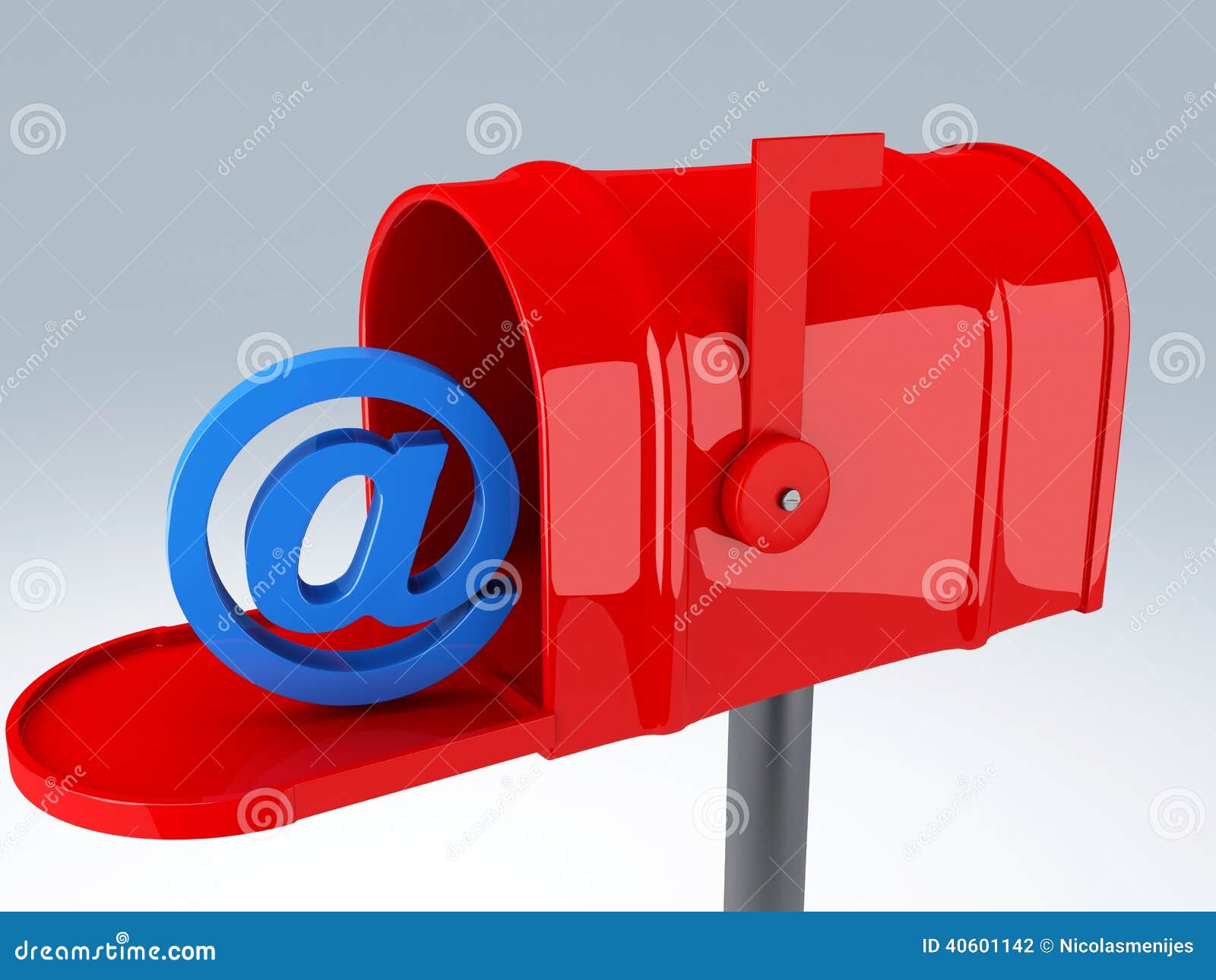 Red Mail Box with at Sign. Email Concept Stock Illustration ...