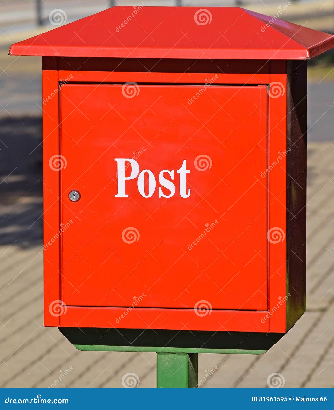 Red mail box on the street stock image. Image of mailbox - 81961595