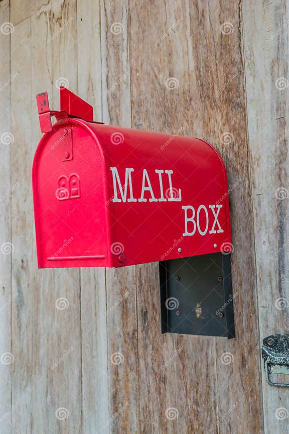 Red Mail Box and Wood Texture Background Stock Photo - Image of ...