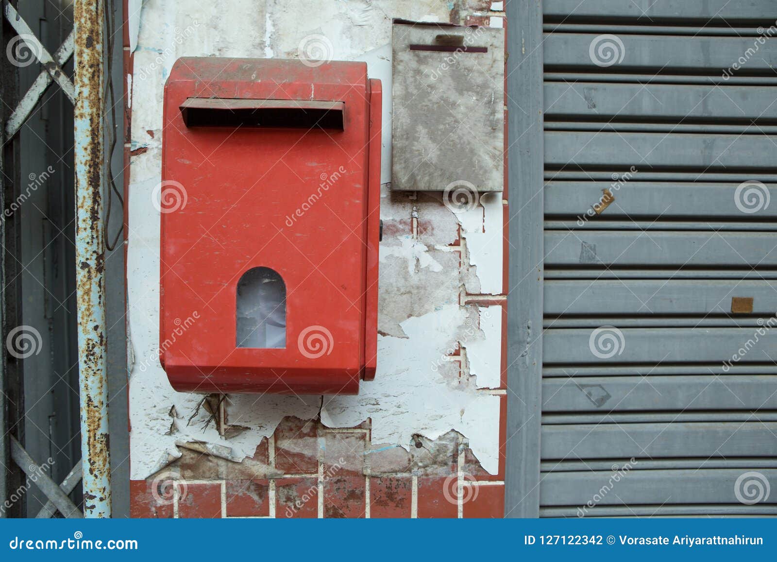 Antique Post BOX on the Wood Texture Stock Photo - Image of business ...