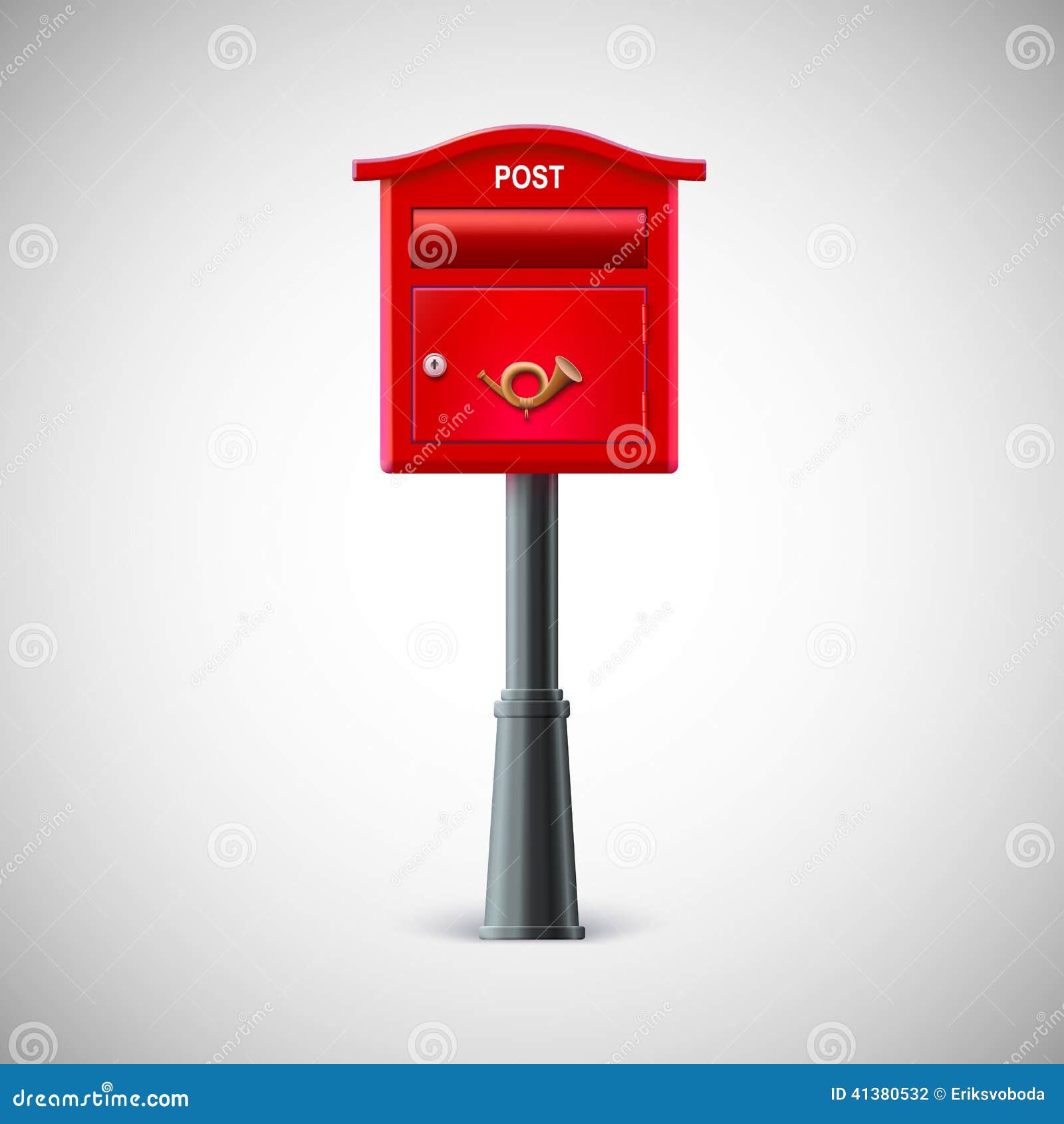 Red Mailbox Hanging on the Wall, Logo Postal Horn. Stock Vector ...