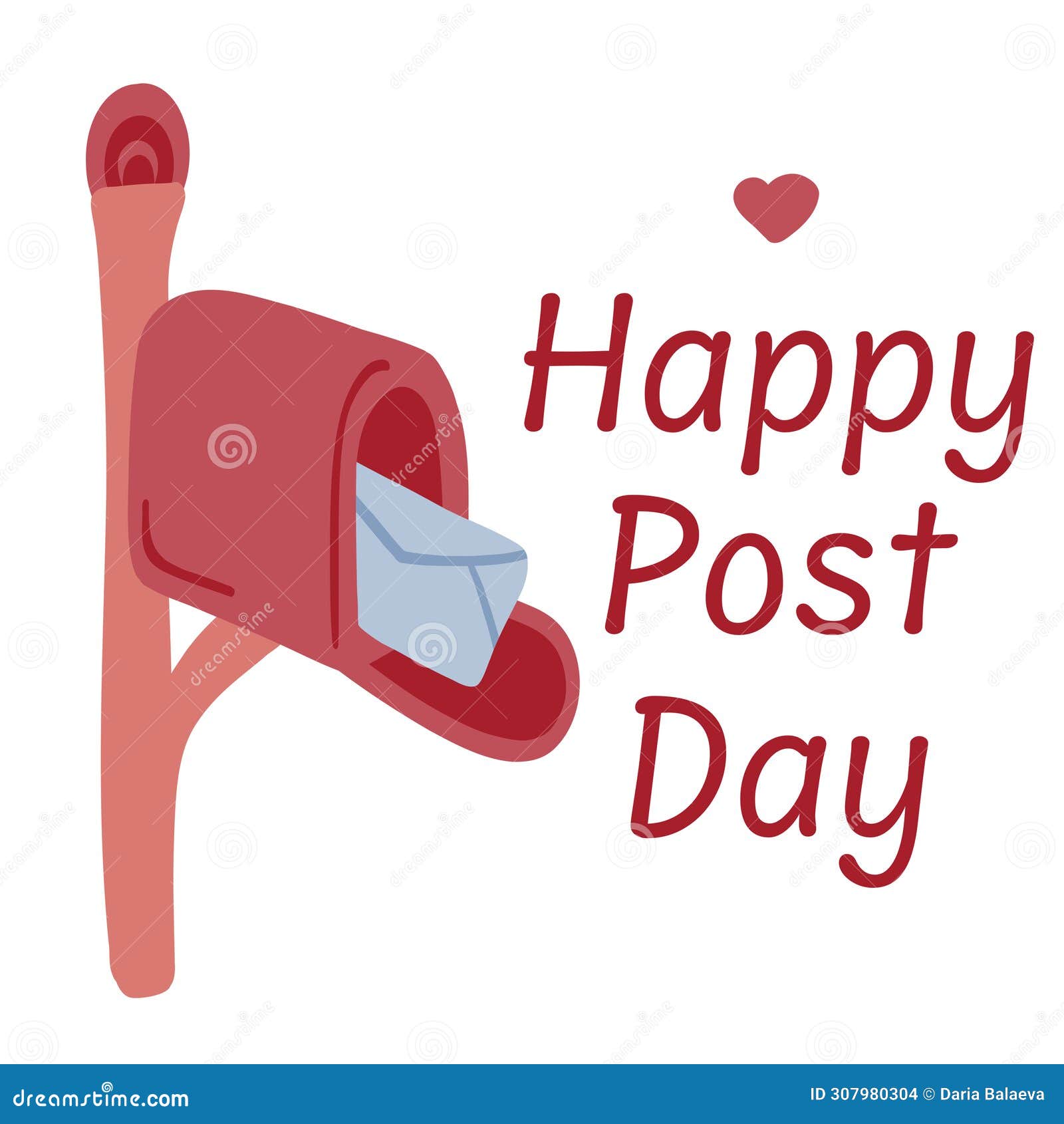 Red Mailbox Happy Post Day Flat Design Stock Vector - Illustration of ...