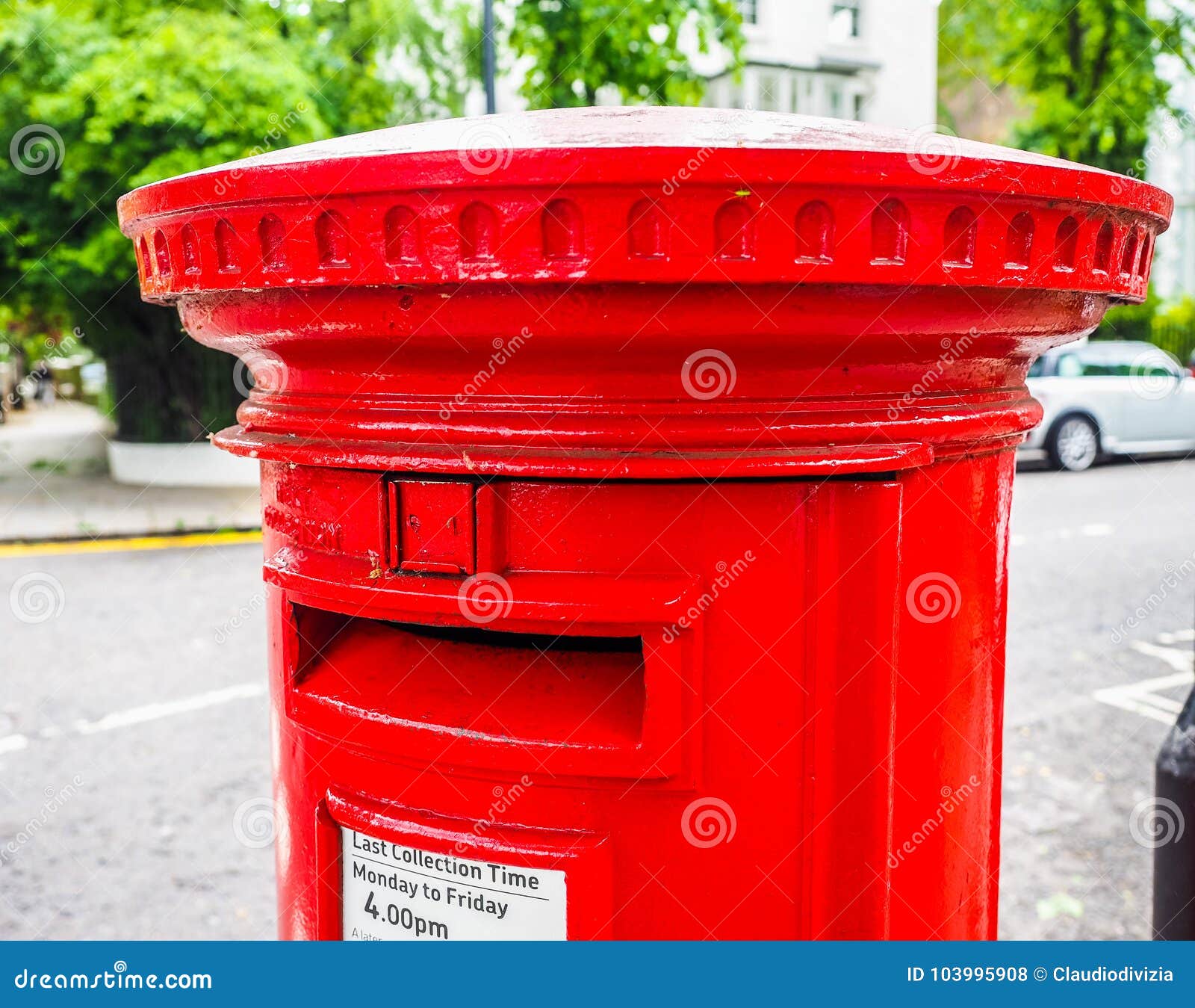 Red mailbox in London, hdr stock photo. Image of postage - 103995908