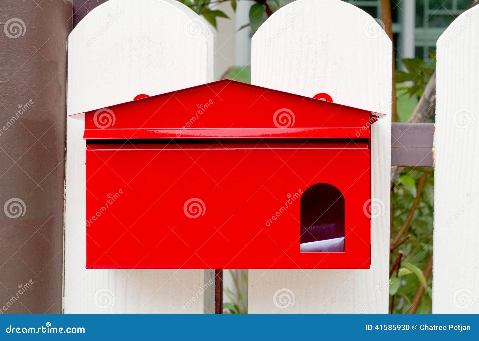 Red Mailbox with Mail stock photo. Image of white, address - 41585930