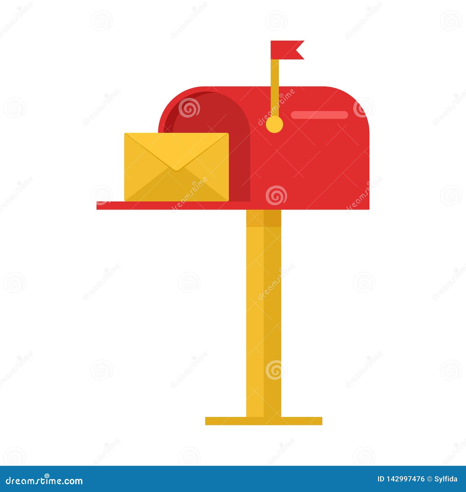 Red Mailbox with Yelow Envelope. Vector Stock Illustration ...