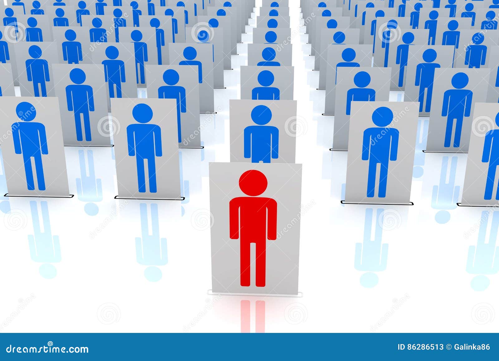 Red Man in Front of Blue Men Stock Illustration - Illustration of ...
