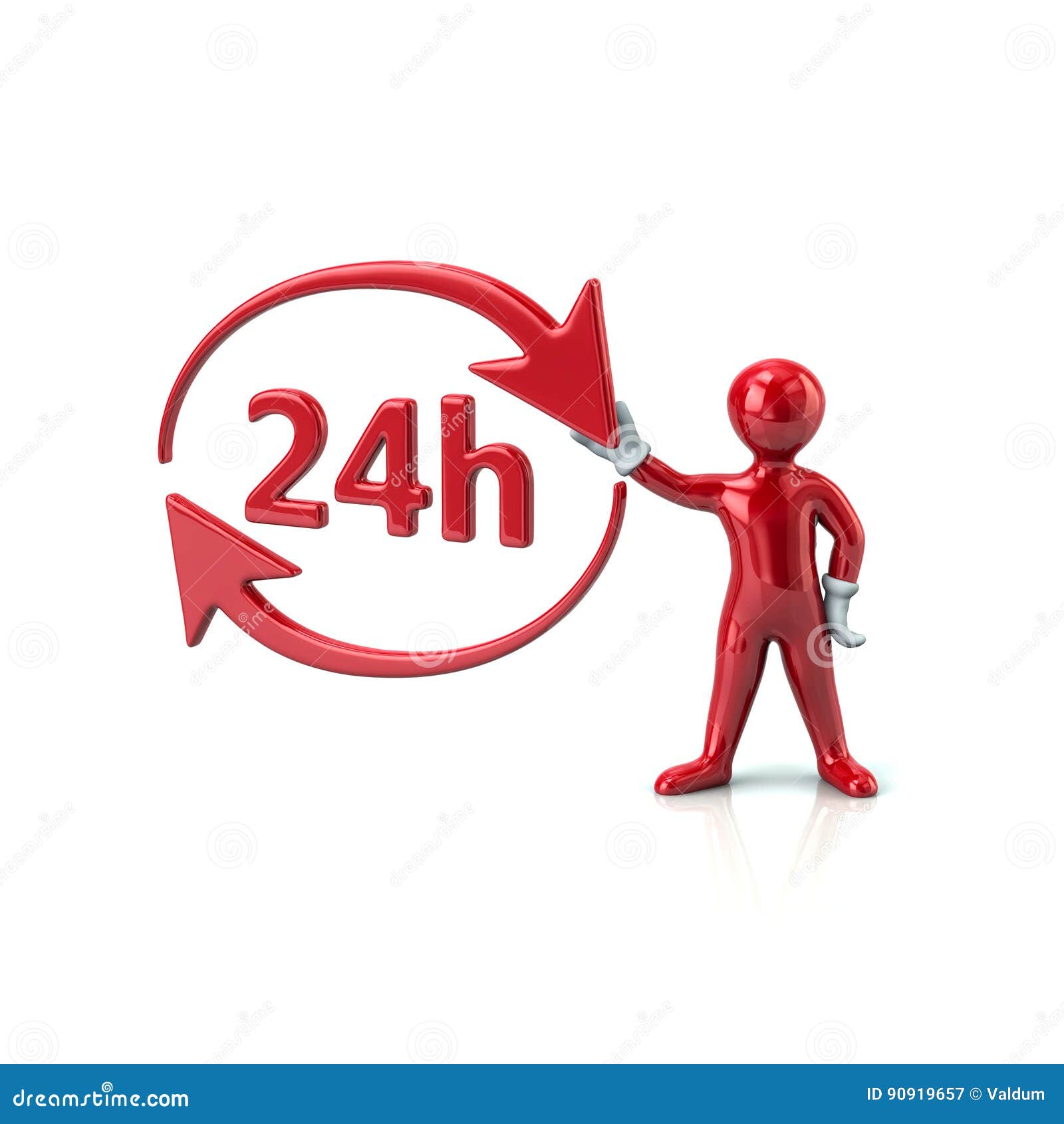 Red man and 24 hours icon stock illustration. Illustration of idea ...
