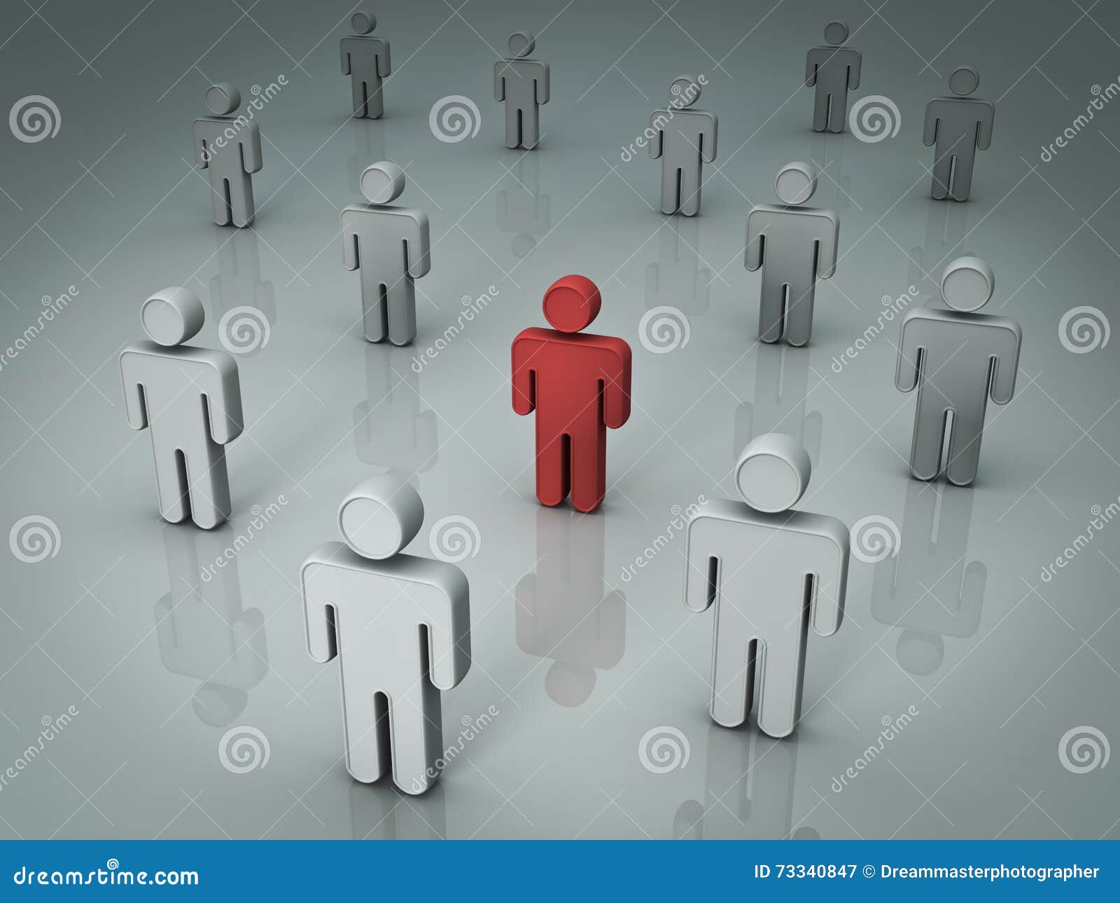 Red Man Stand Out from the Crowd Different Concept Stock Illustration ...