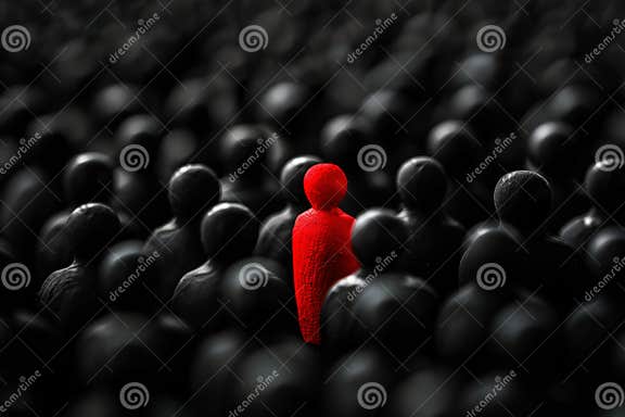 A Red Man Stands Out in a Black Crowd . Stock Illustration ... A Red Man Stands Out in a Black Crowd . Stock Illustration ...