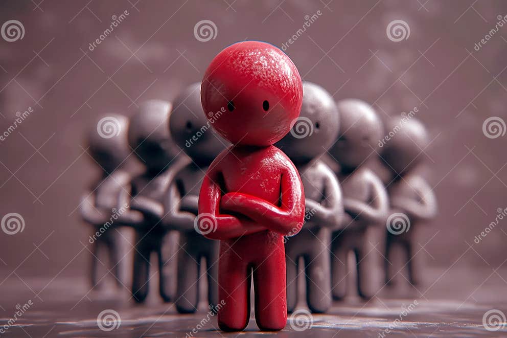 A Red Man Stands Out in a Grey Crowd . Stock Photo - Image of success ... A Red Man Stands Out in a Grey Crowd . Stock Photo - Image of success ...