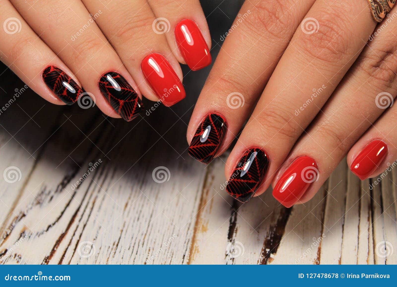 Red manicure stock photo. Image of model, nail, glamour - 127478678
