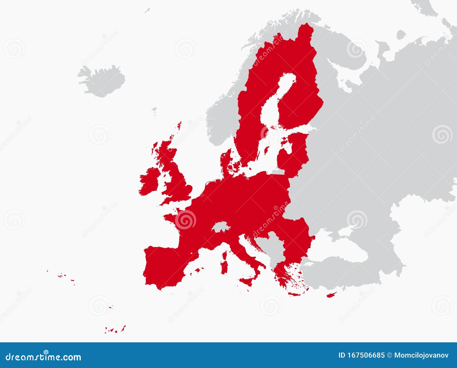 Red map of European Union stock vector. Illustration of america - 167506685