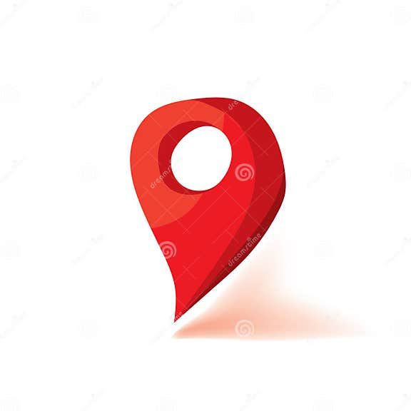Red Map Marker Icon. Flat Vector. White . Stock Vector - Illustration ...