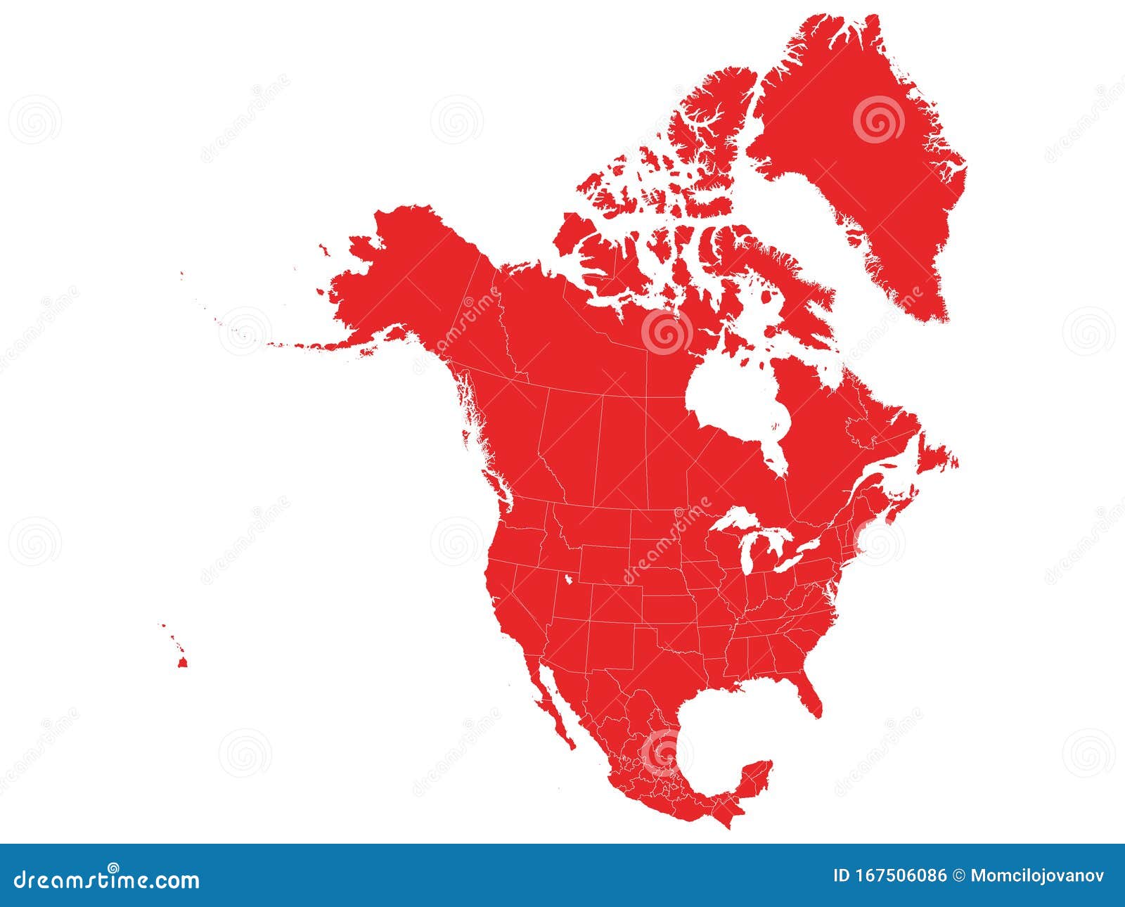 Red map of North America stock vector. Illustration of purple - 167506086