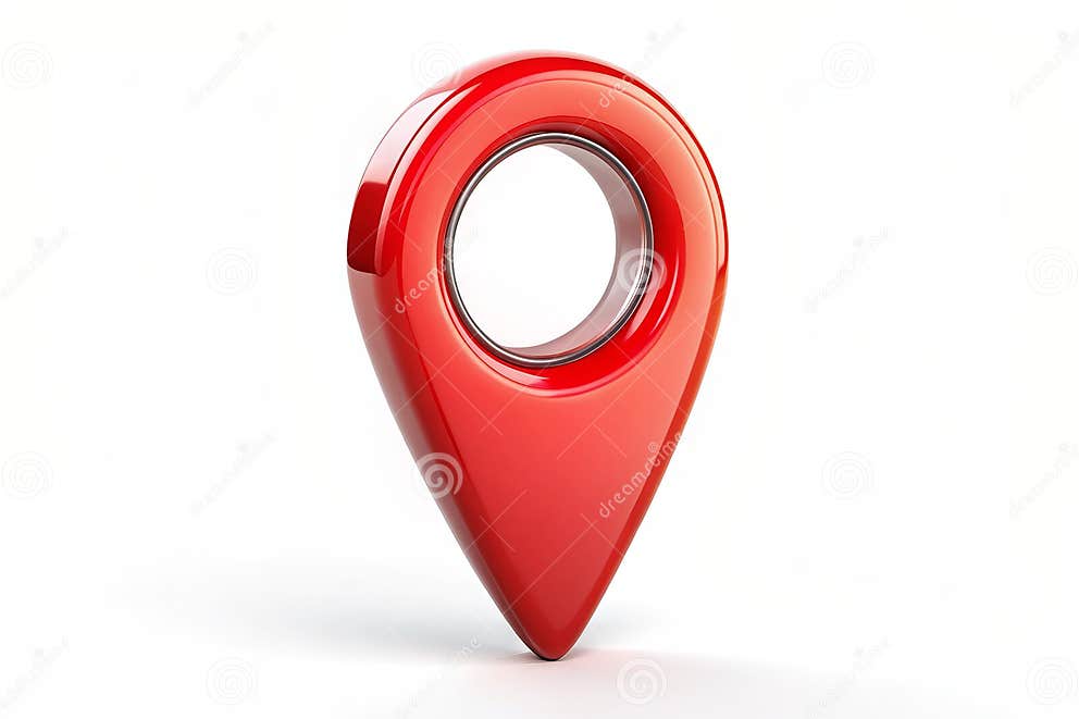 A Red Map Pin with a Hole in the Center on a White Backdrop Stock ...