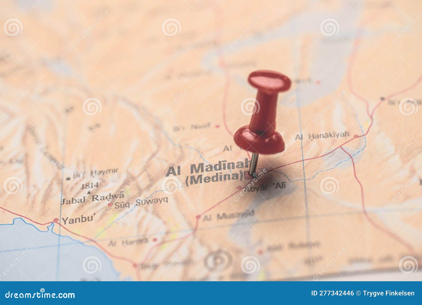 Red Map Pin on a Map of Medina.. Stock Photo - Image of africa ...