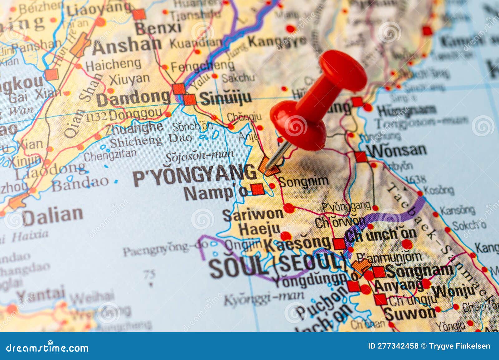 Red Map Pin on a Map of Pyongyang.. Stock Photo - Image of isolated ...