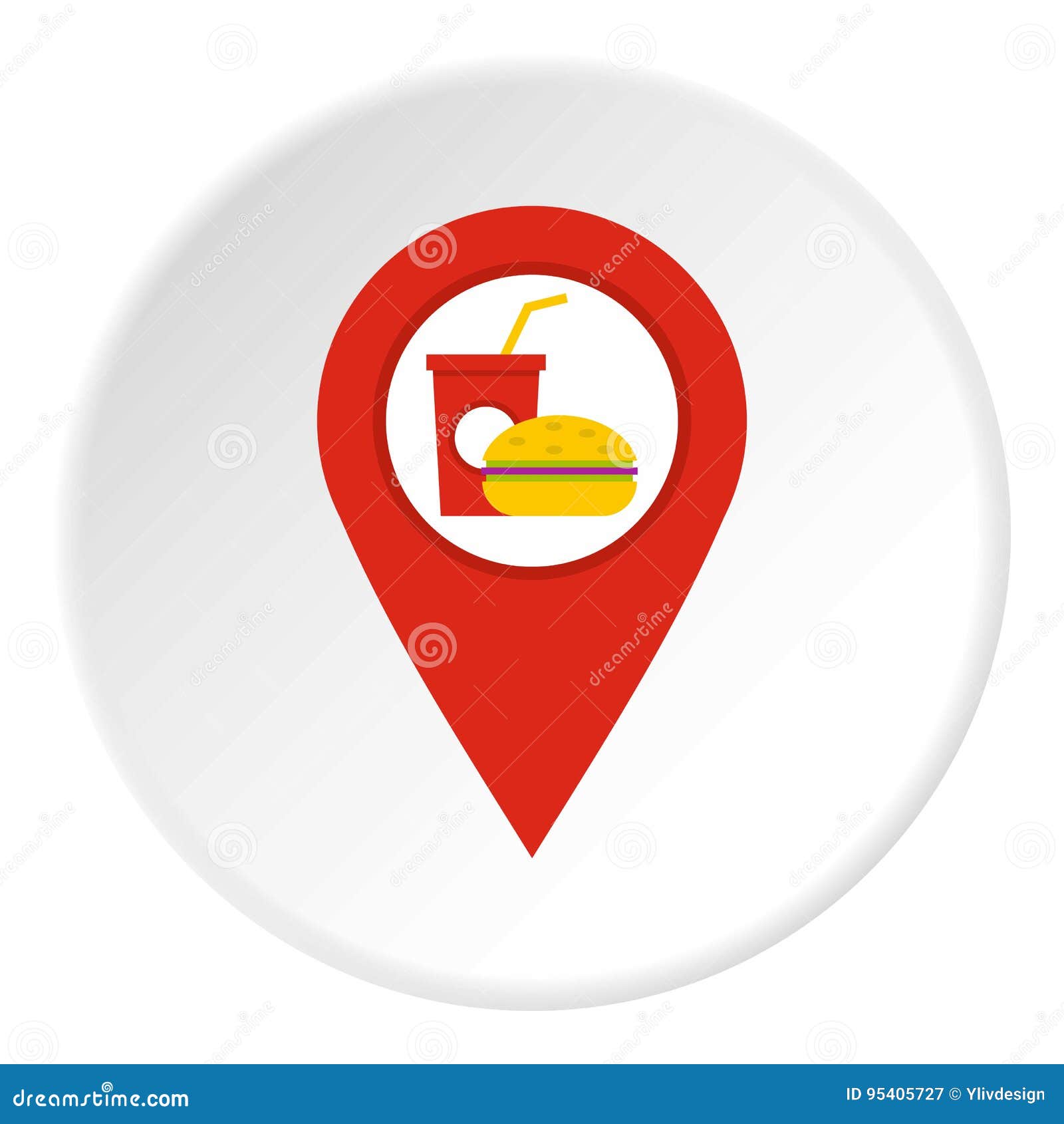 Red Map Pointer with Fast Food Sign Icon Circle Stock Vector ...