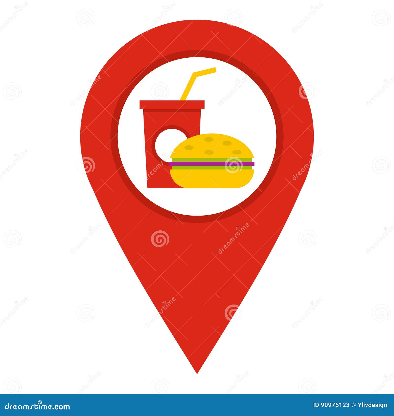 Red Map Pointer with Fast Food Sign Icon Stock Vector - Illustration of ...