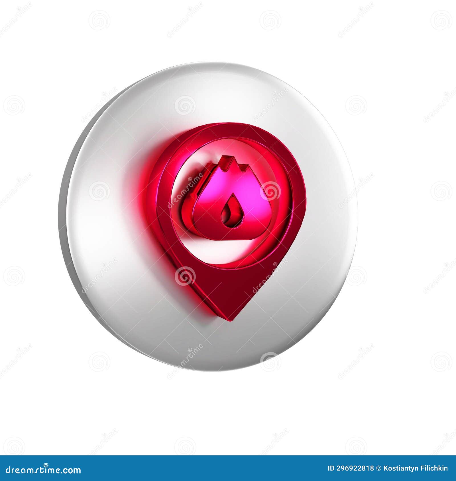Red Map Pointer with Fire Flame Icon Isolated on Transparent Background ...