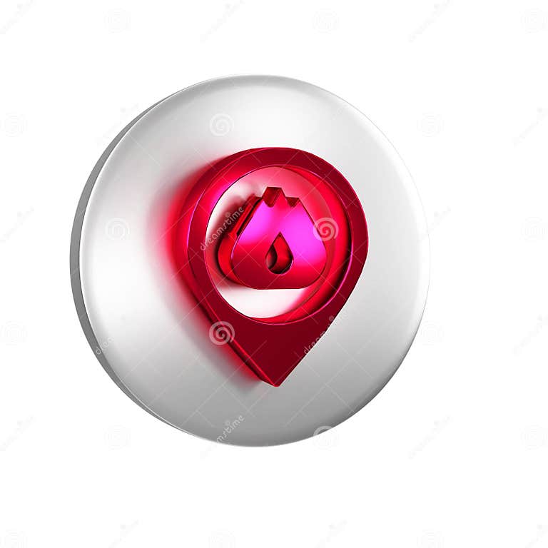 Red Map Pointer with Fire Flame Icon Isolated on Transparent Background ...