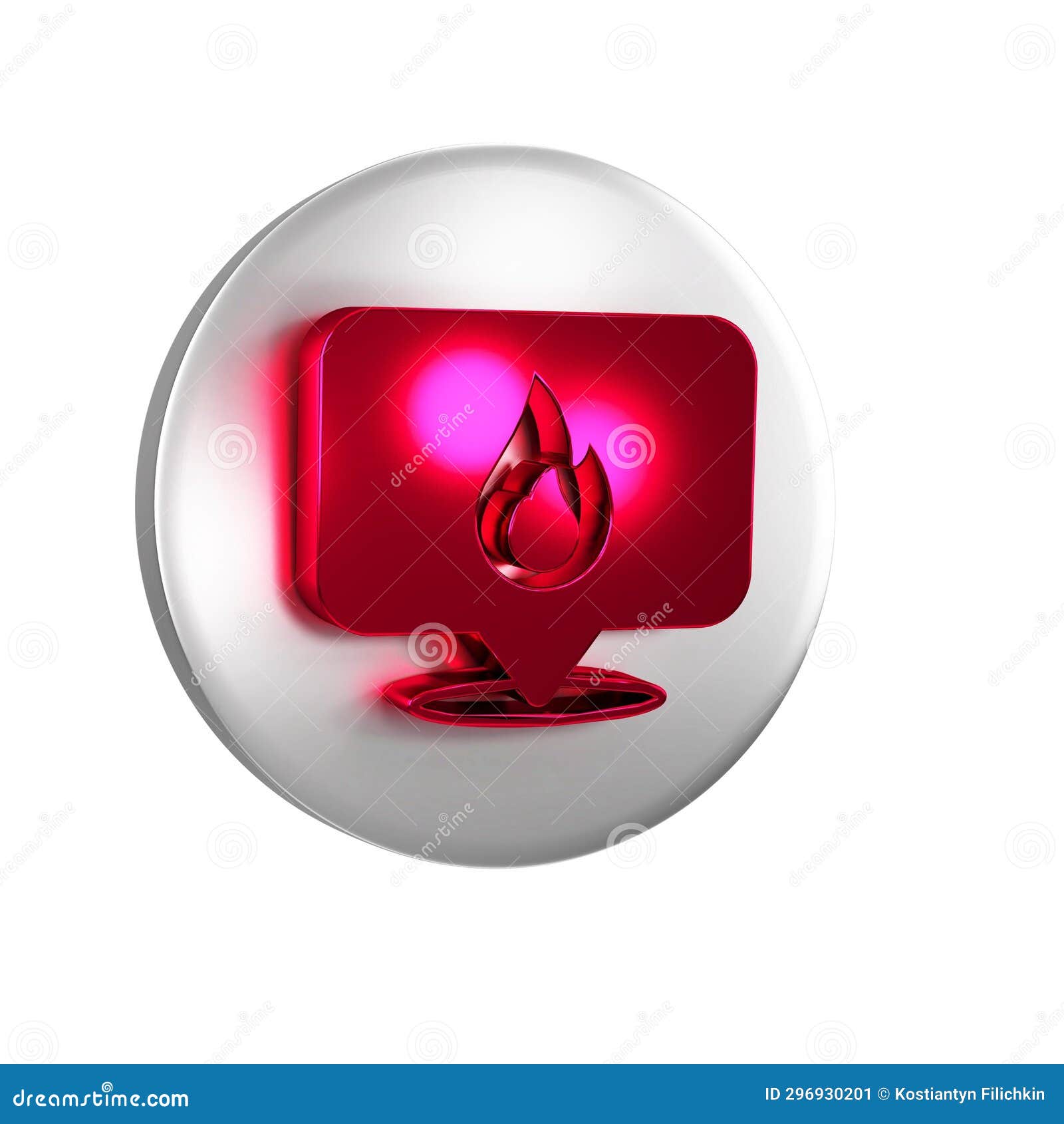 Red Map Pointer with Fire Flame Icon Isolated on Transparent Background ...