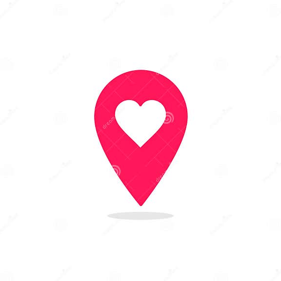 Red Map Pointer Heart Icon. GPS Location Symbol. Web Pointer - Heart ...