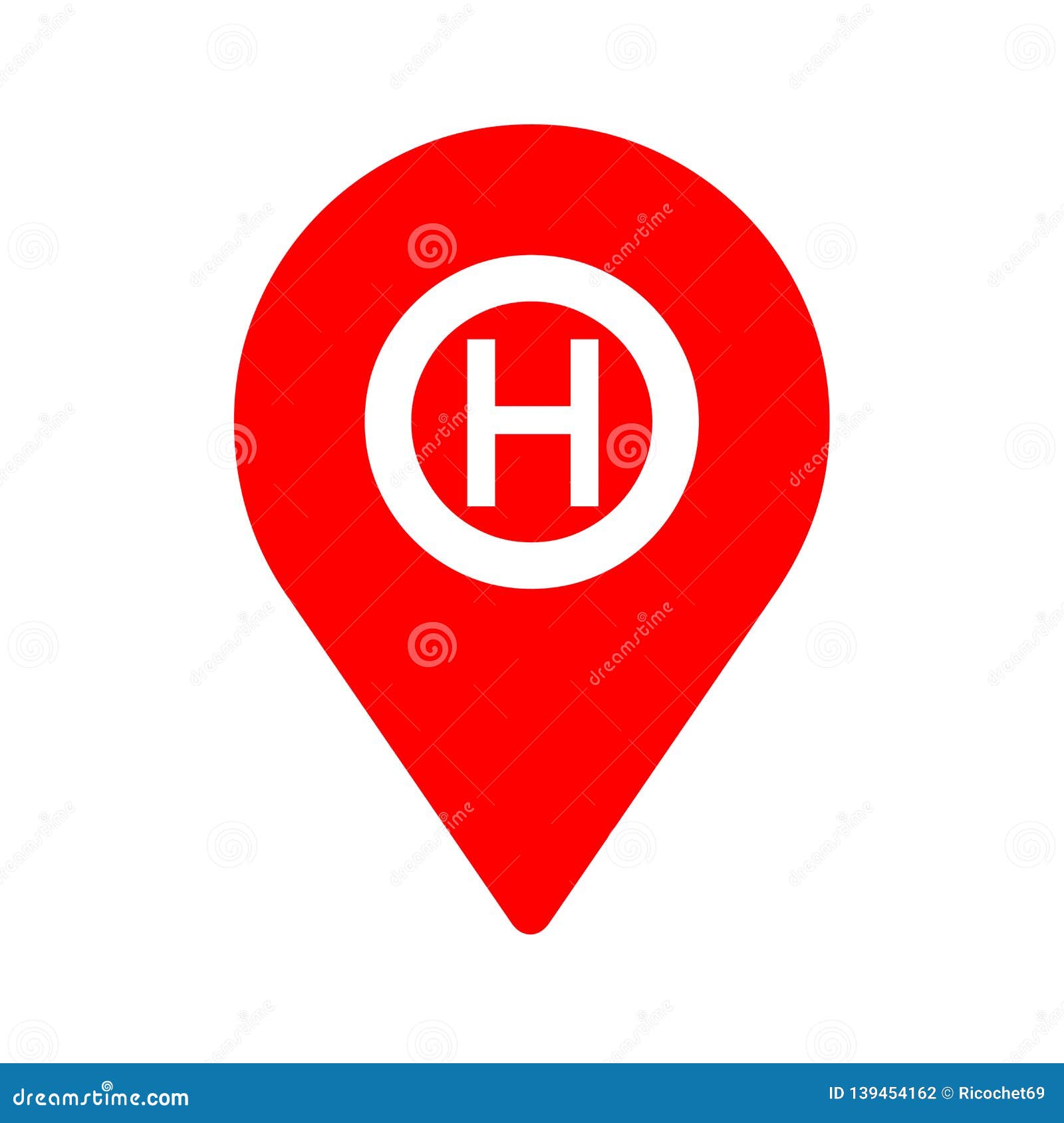Red Map Pointer with Hospital Sign Stock Illustration - Illustration of ...