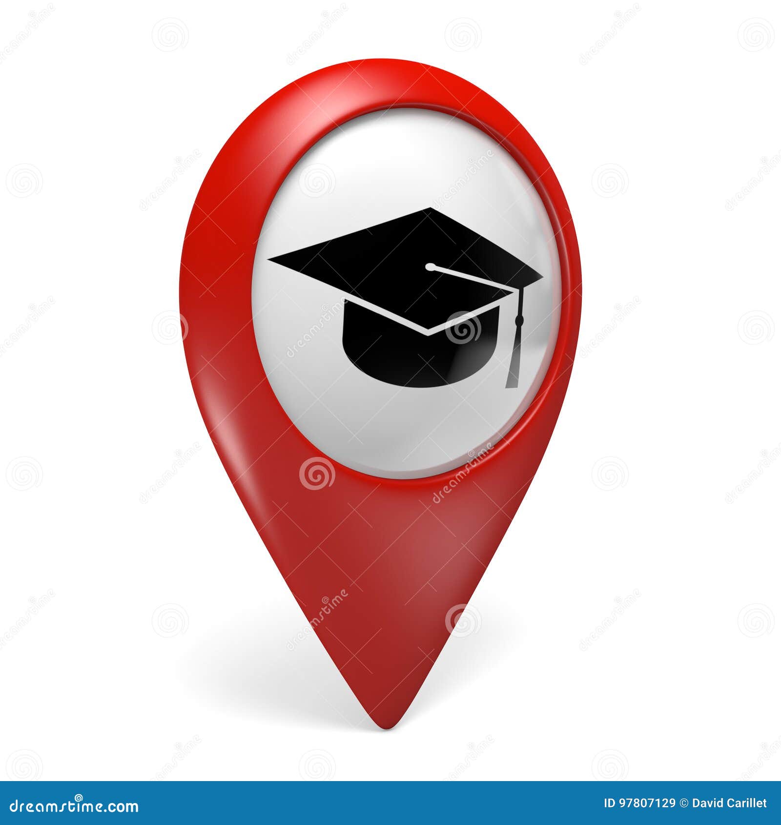 Red Map Pointer Icon with a Graduation Cap Symbol for Schools and ...