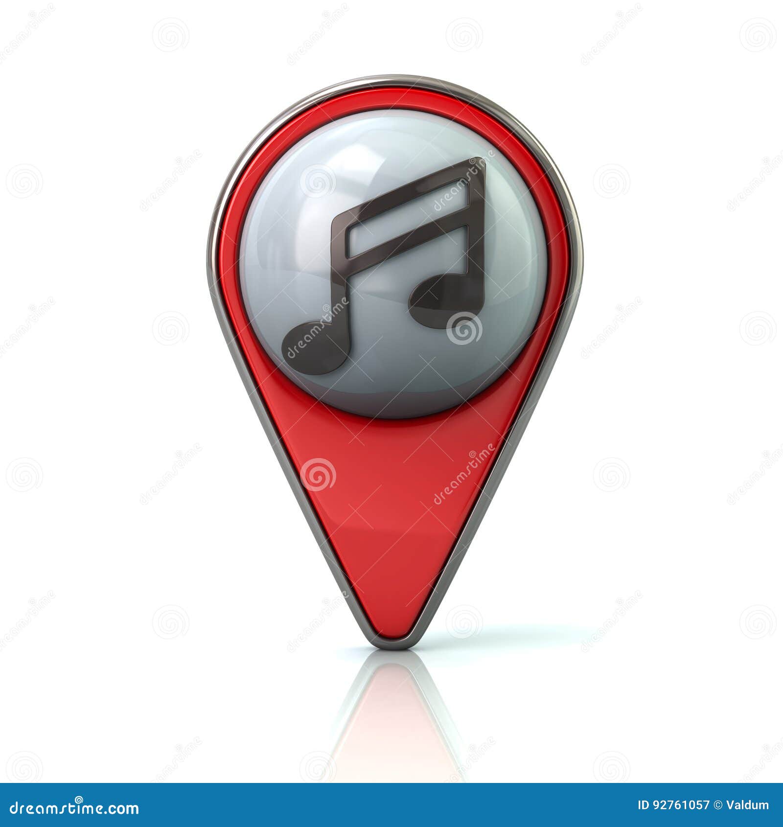 Red Map Pointer with Music Note Icon Stock Illustration - Illustration ...