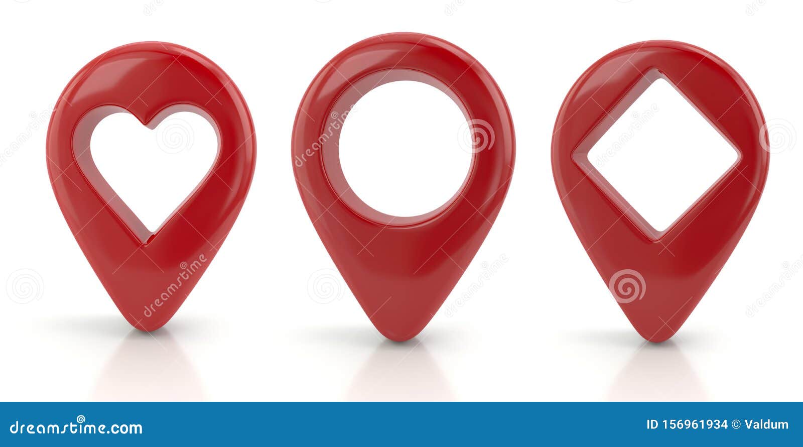 Red Map Pointer Set 3d Illustration Stock Illustration - Illustration ...