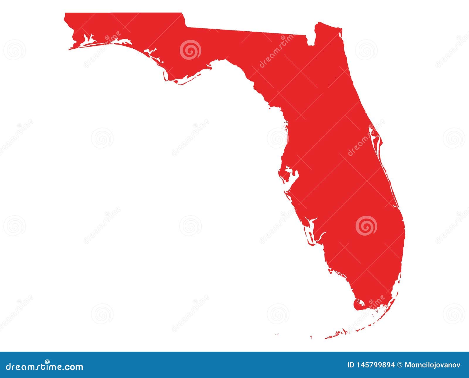 Red Map of US State of Florida Stock Vector - Illustration of dakota ...