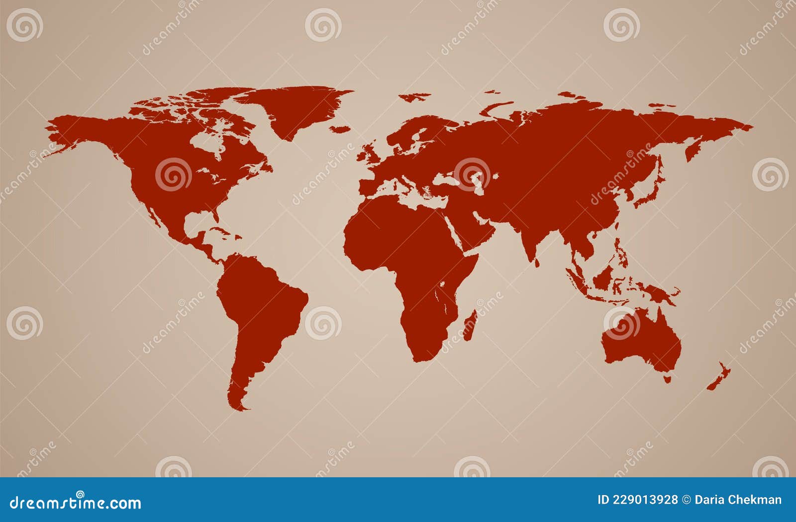 Red map of the world stock vector. Illustration of ocean - 229013928