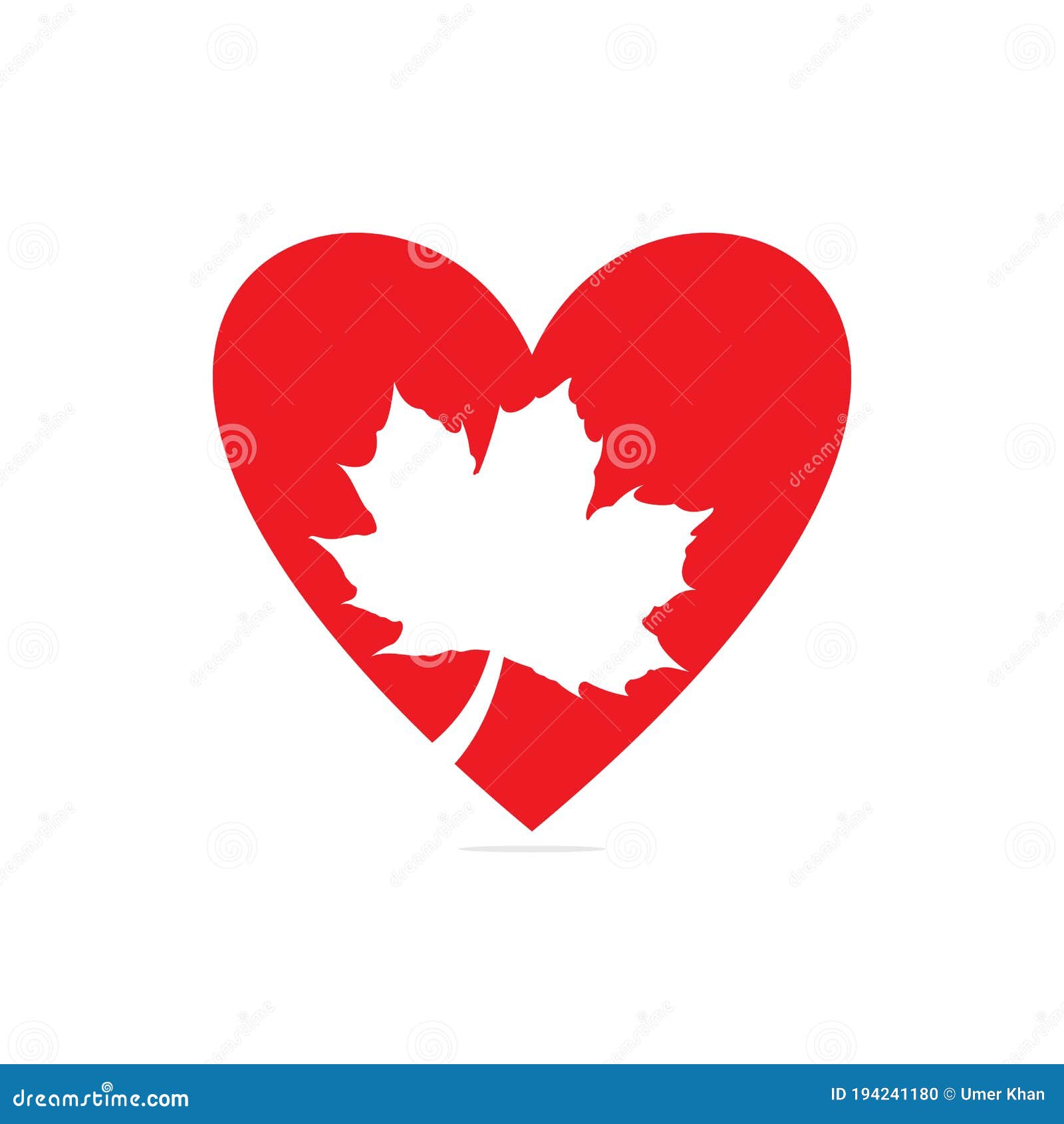 Red Maple Leaf Heart Shape Concept Logo Icon Design Stock Vector ...