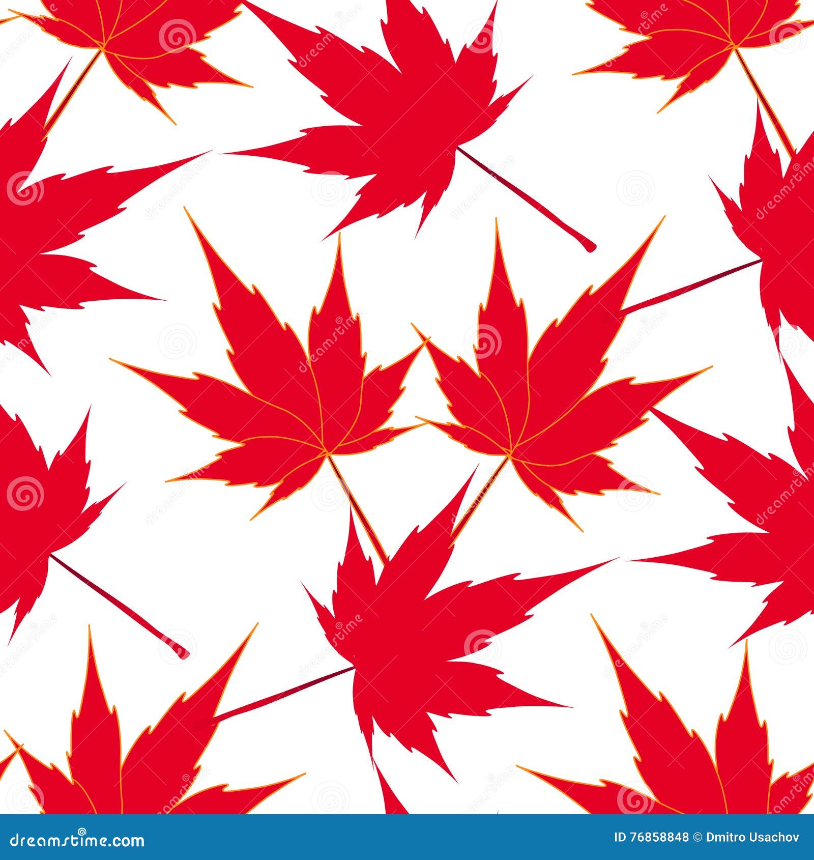 Red Maple Leaves. Seamless Pattern. Japanese Symbolism. Illustration ...