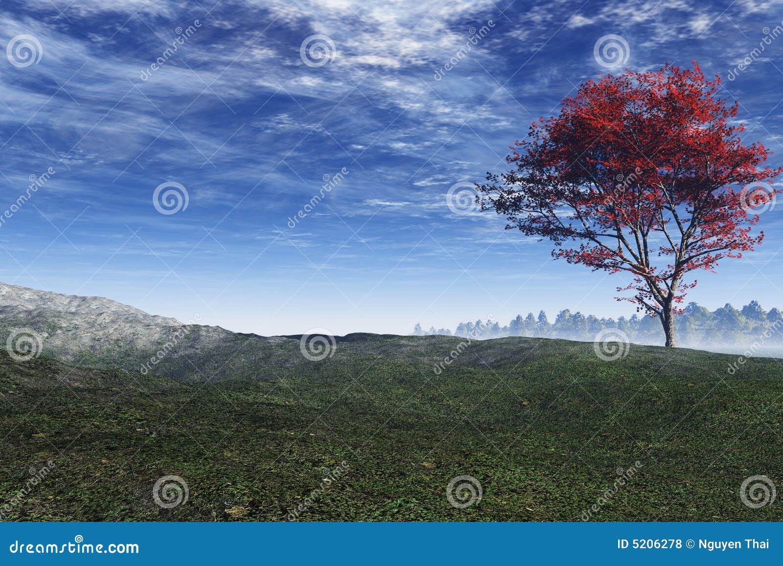 Red maple tree stock illustration. Illustration of blue - 5206278