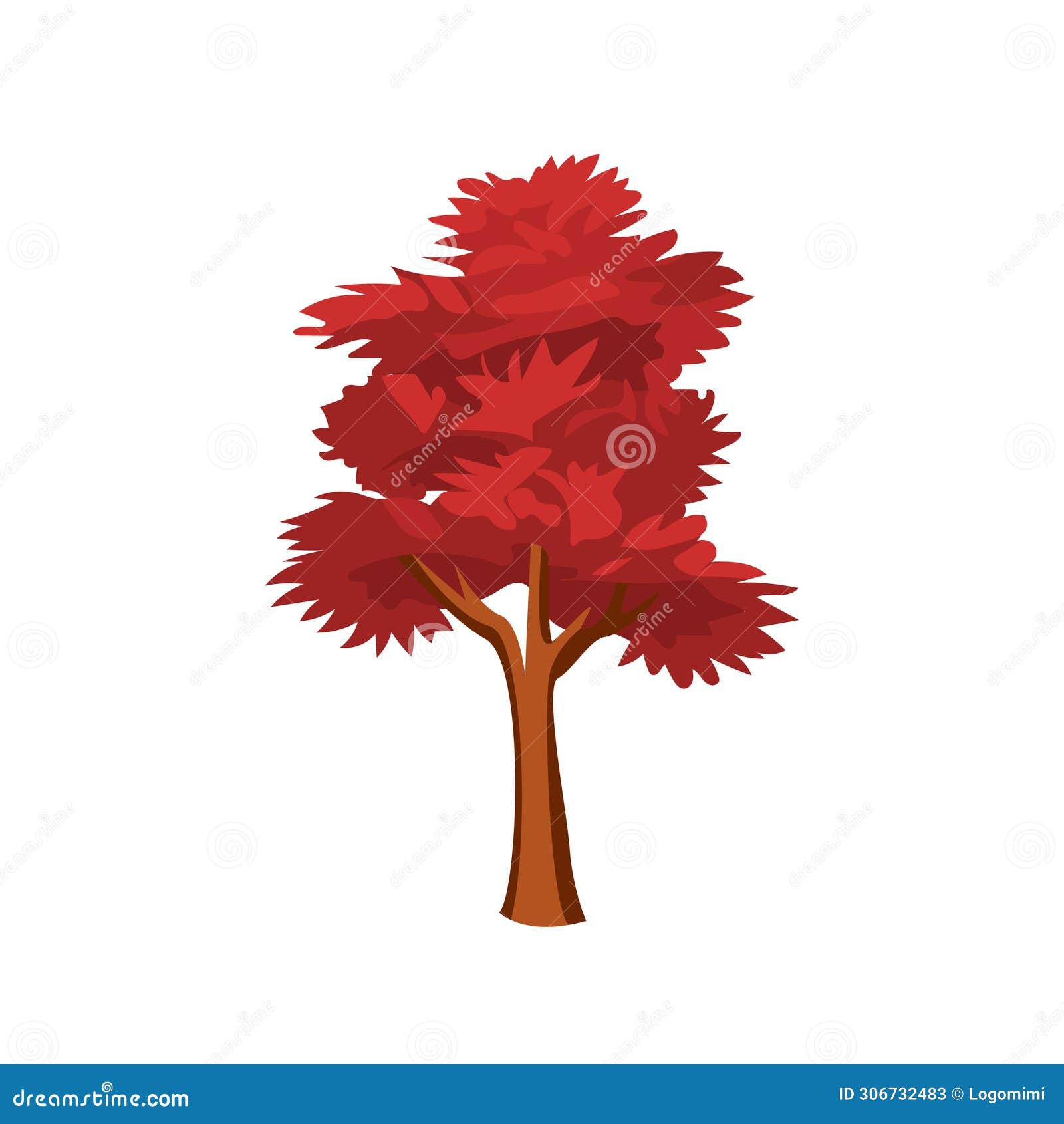 Red Maple Tree Flat Vector Illustration, Acer Rubrum or Scarlet Maple ...